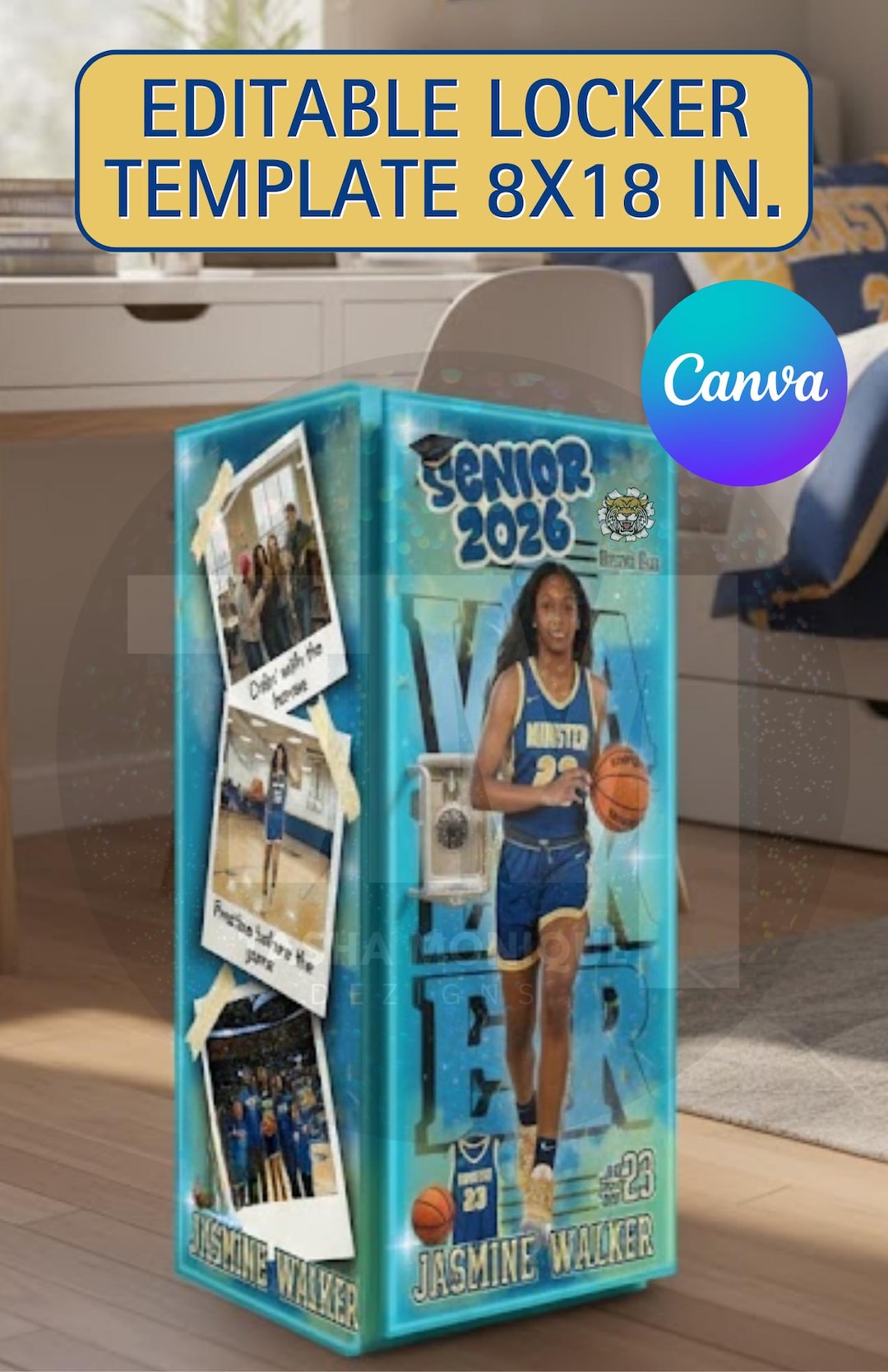 Basketball Locker Box Template | Senior Night Gift, Canva Editable ...