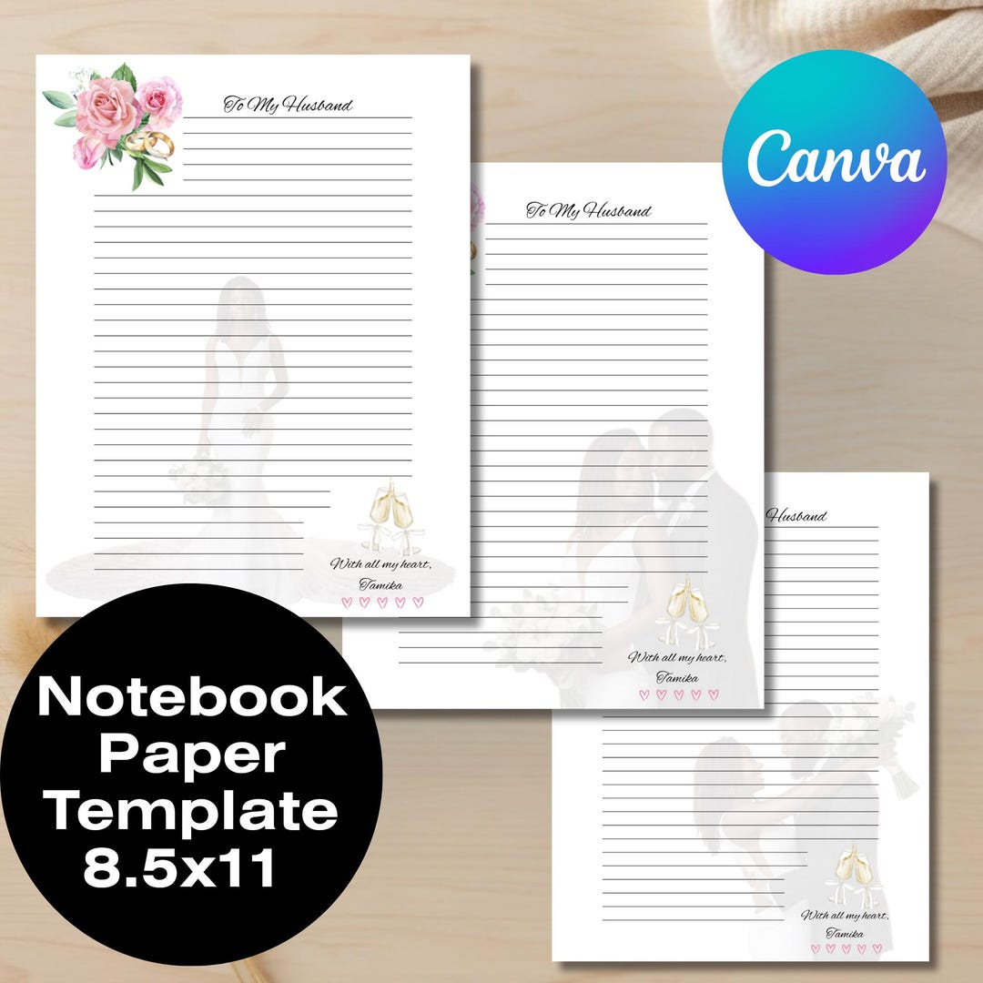Editable Lined Notebook Paper Template 8.5x11 (digital Download) - Etsy