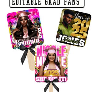 Customizable Graduation Fan Template: DIY Ceremony Favor (canva ...