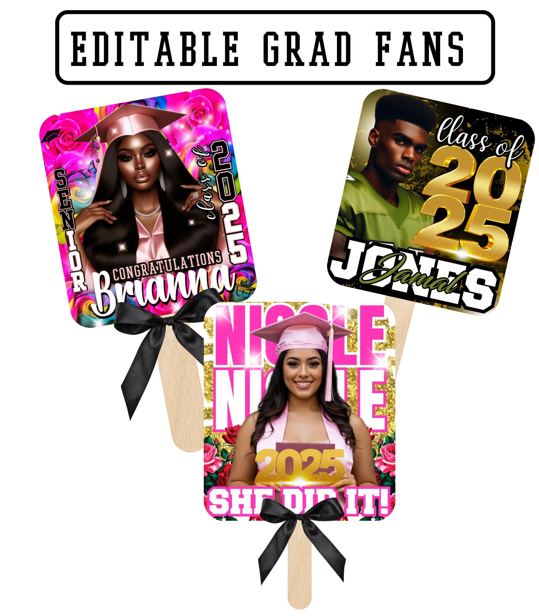 Customizable Graduation Fan Template: DIY Ceremony Favor (canva ...