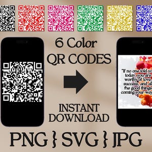 Custom QR Code Bundle | 6 Color QR Codes With Motivational Quote ...