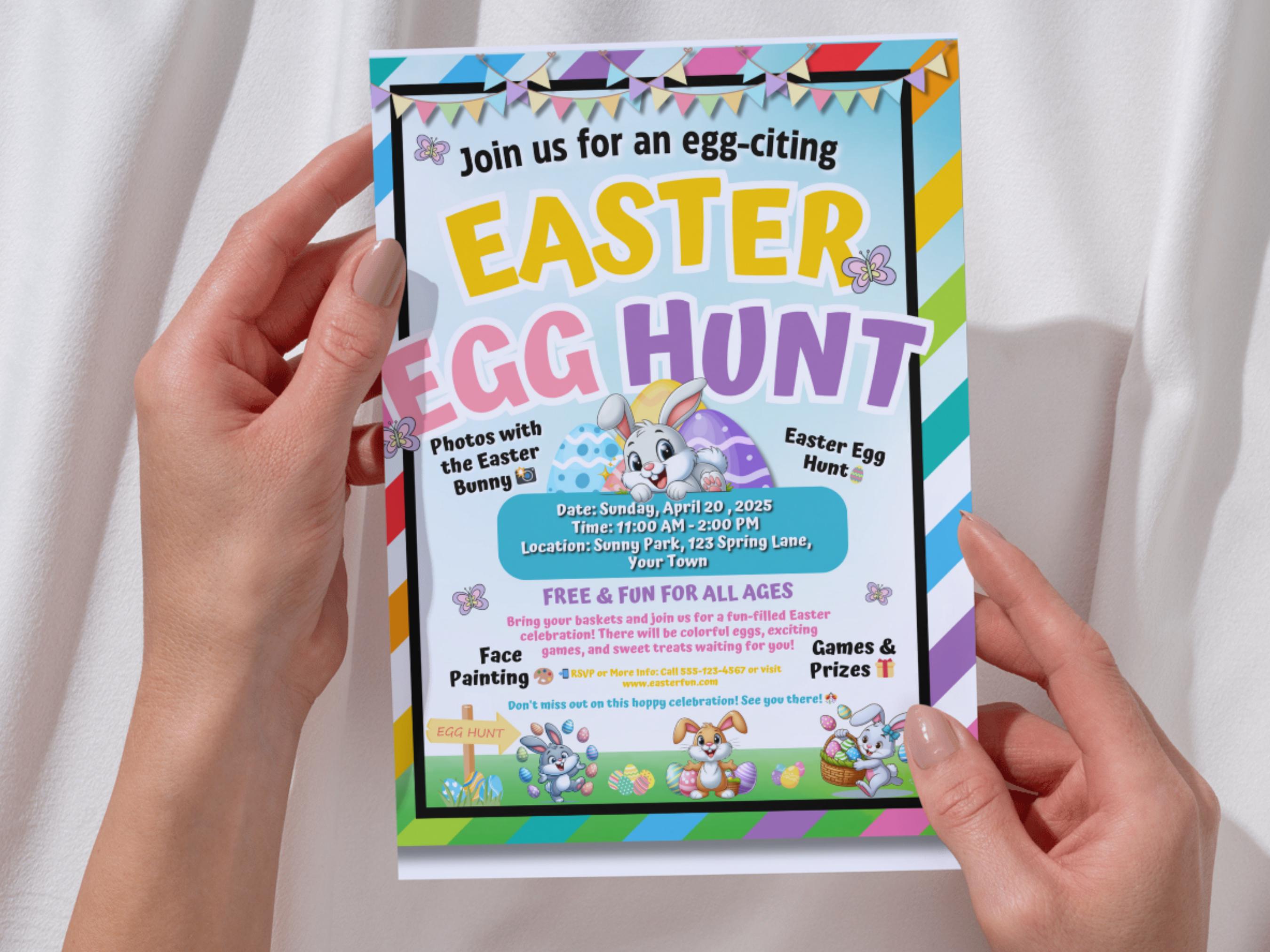 Editable Easter Egg Hunt Flyer | 5x7 - 8.5x11 | Printable & Digital Use ...