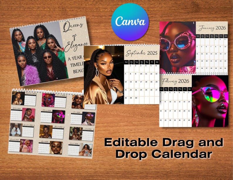 Editable Drag N Drop Calendar | Canva Template | Instant Download - Etsy
