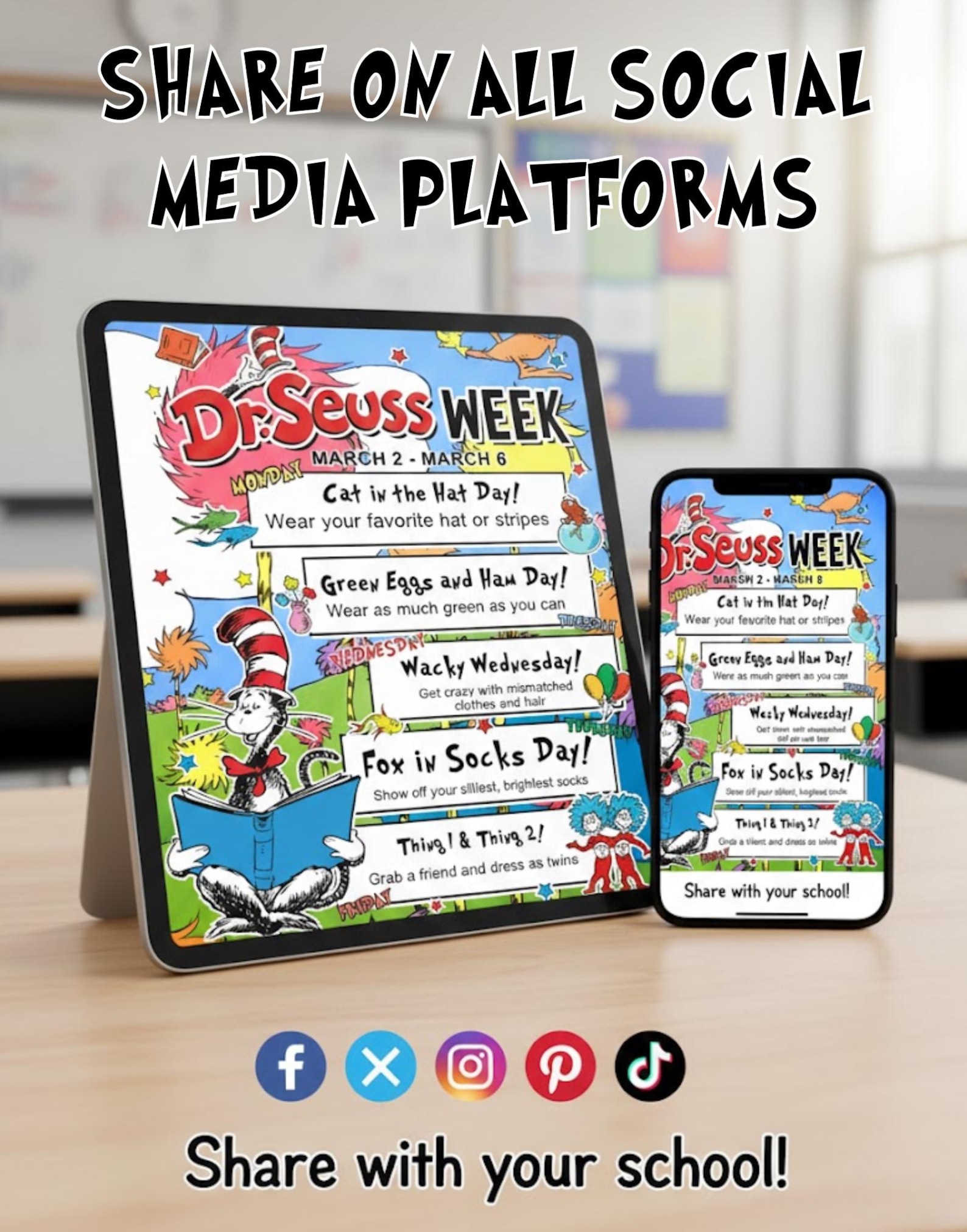 Editable Dr. Seuss Template | School Reading Flyer | Printable ...