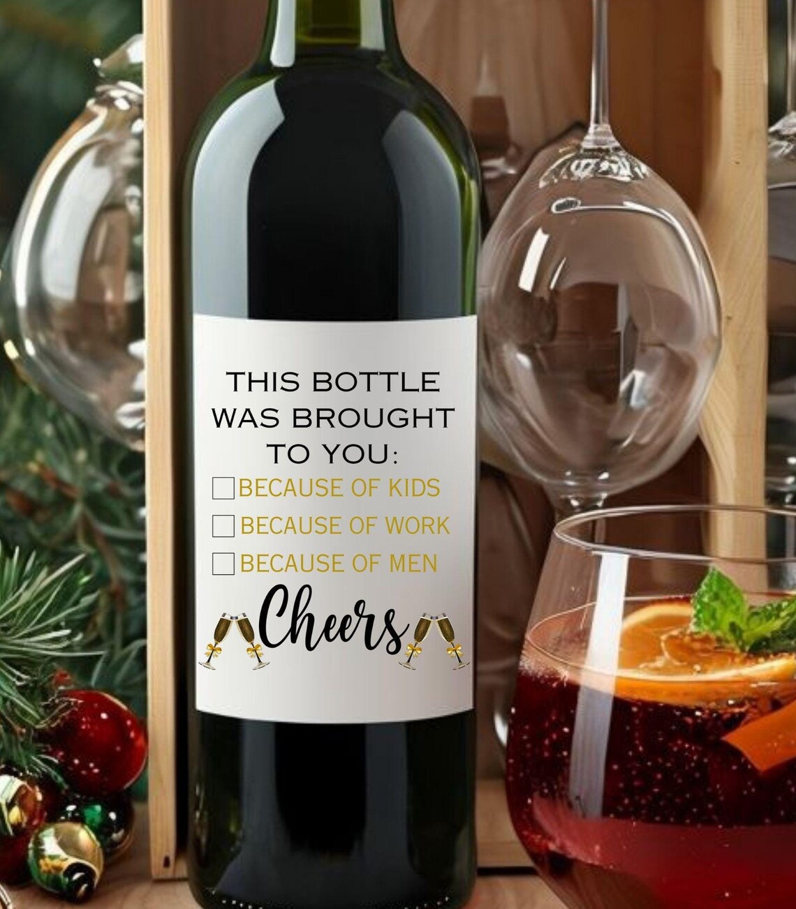8 Funny Christmas Wine Labels / Sarcastic Labels / Wine Bottles / PDF ...