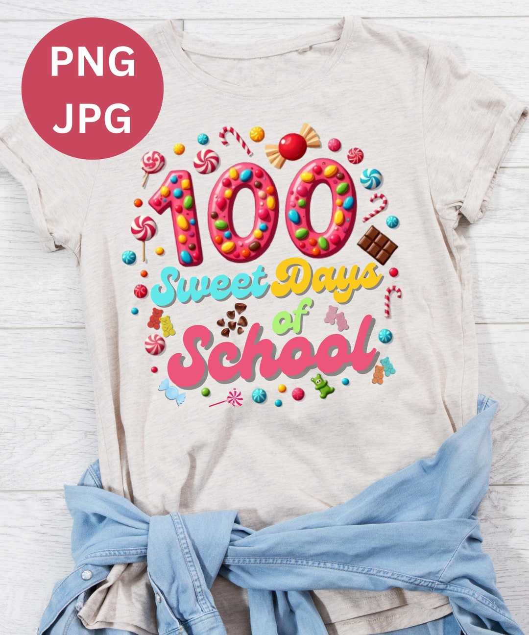 100 Sweet Days of School Shirt Design: Candy Theme (digital Download ...