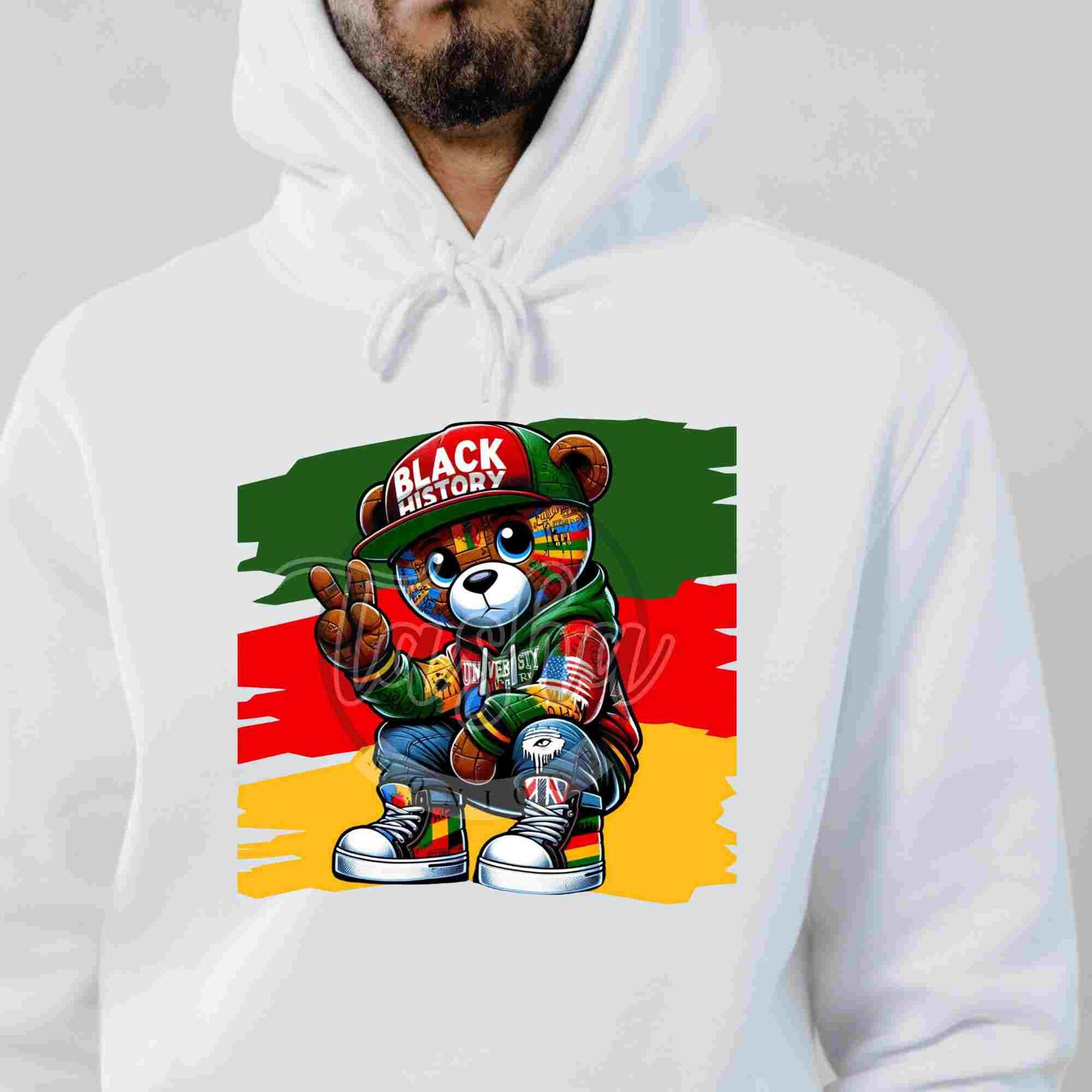 Celebratory Black History Bear, Cultural Pride Plush Illustration, Png ...