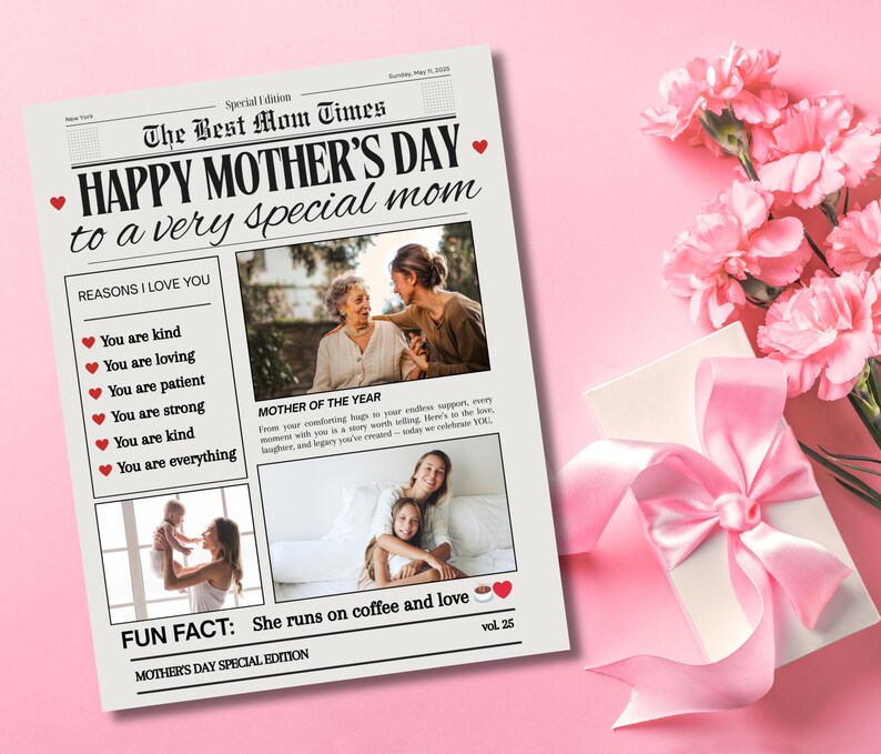 Editable Mother's Day Newspaper Template | Digital Download | US Letter ...