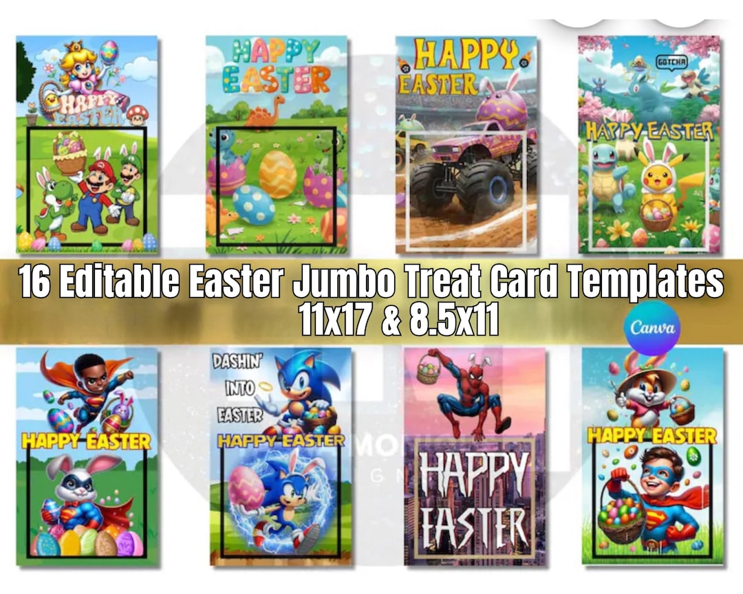 16 Editable Easter Jumbo Treat Card Templates – 11x17 & 8.5x11 – Canva ...