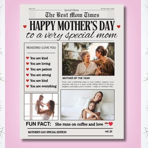 Editable Mother's Day Newspaper Template | Digital Download | US Letter ...