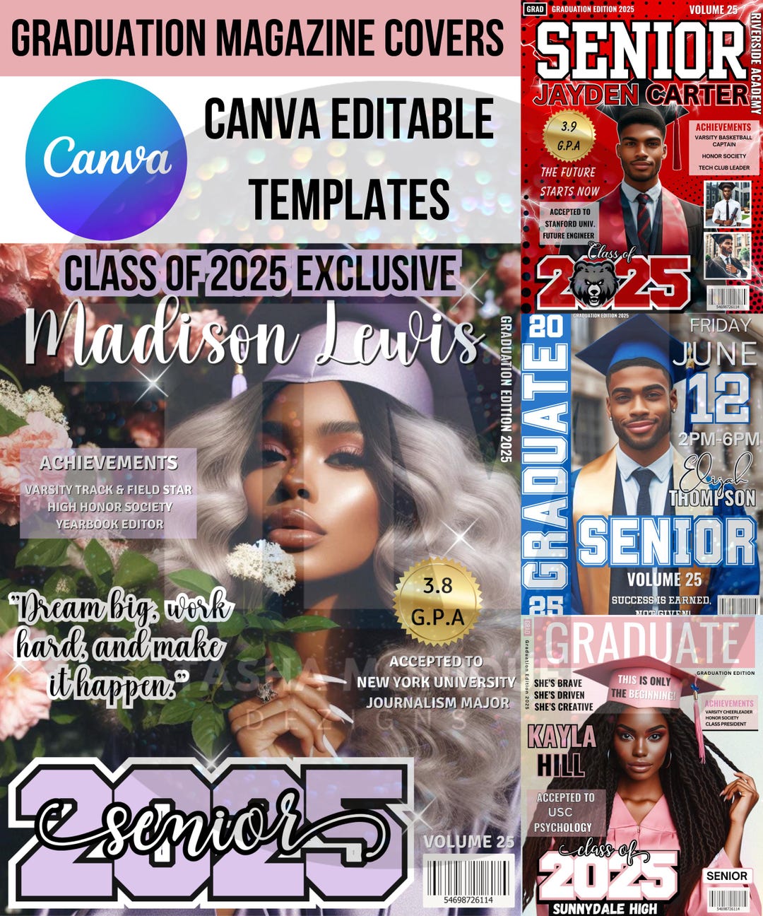 Custom Graduation Magazine Cover Template: Class of 2025 (digital ...