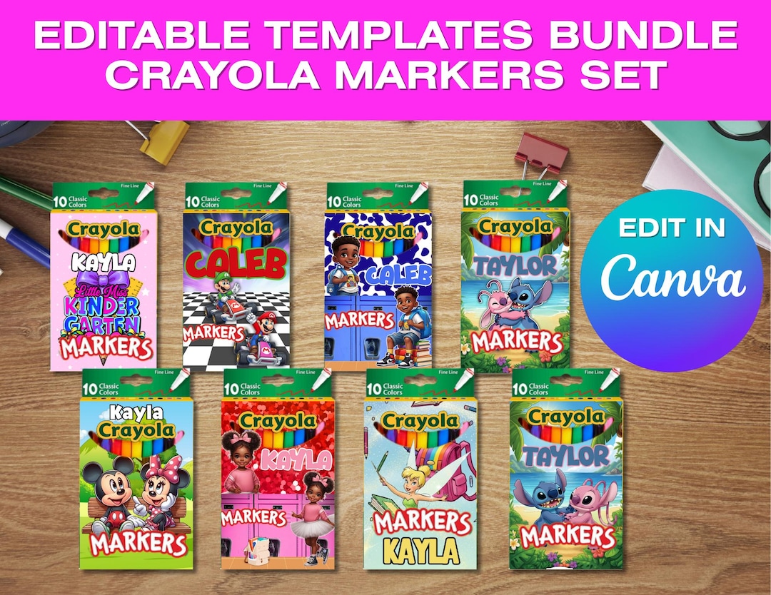 Back to School Markers Template – Editable in Canva - Instant Download ...