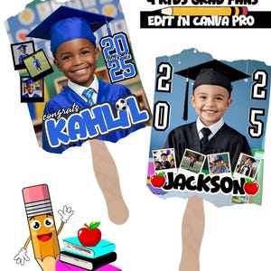 Kids Graduation Fan Template: DIY Printable, Editable in Canva (PDF ...