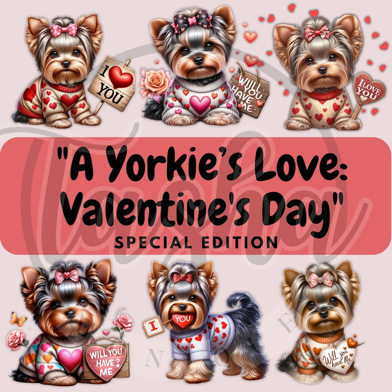 Valentine's Day, Yorkies, Dogs, Love, Pets, Digital Download - Etsy