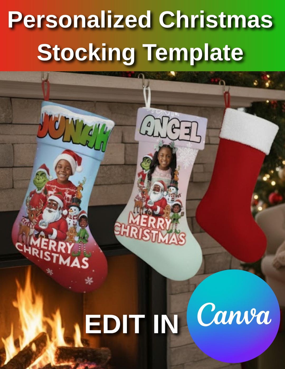 Editable Christmas Stocking Template | Digital Download - Etsy
