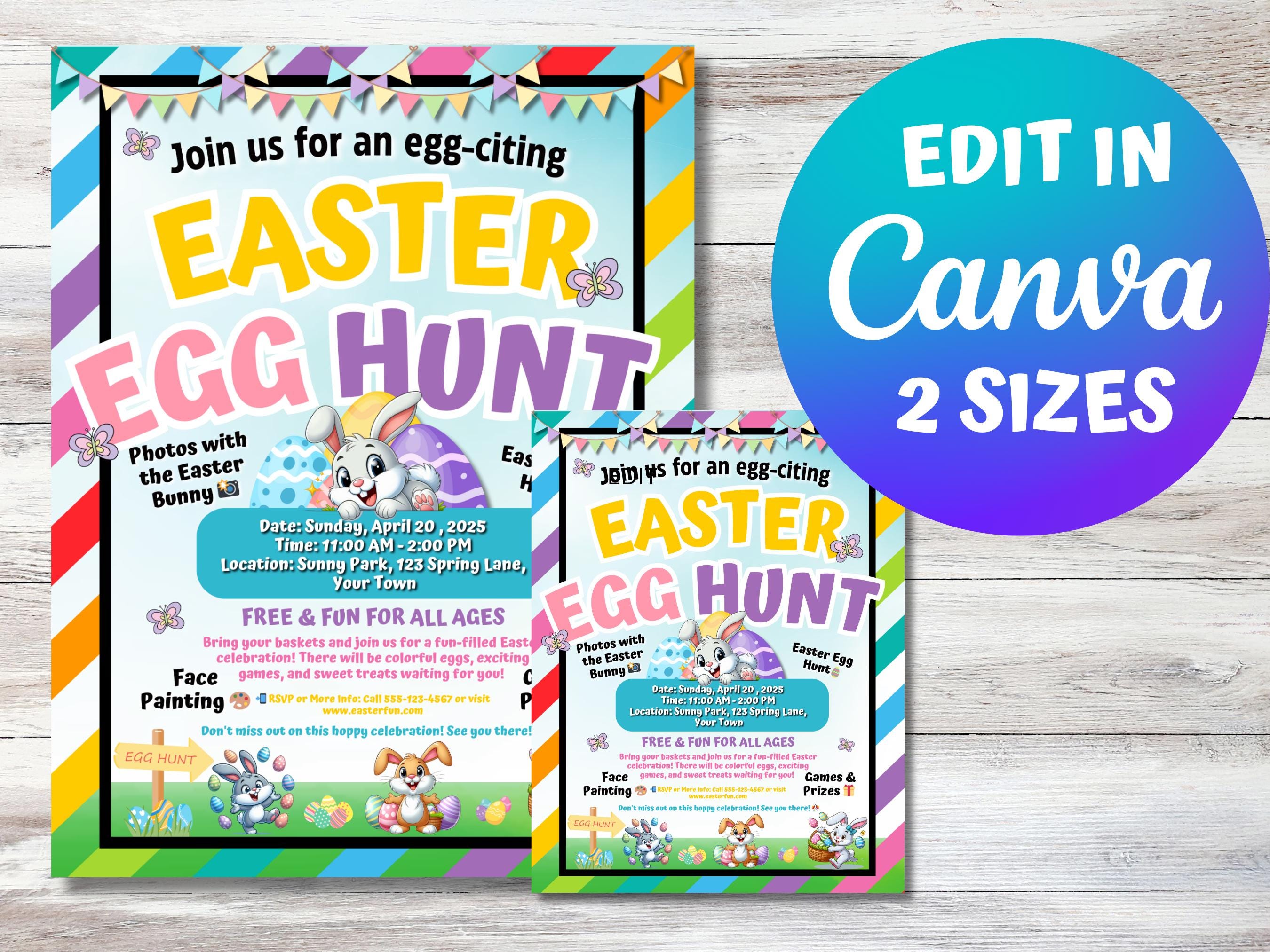 Editable Easter Egg Hunt Flyer | 5x7 - 8.5x11 | Printable & Digital Use ...