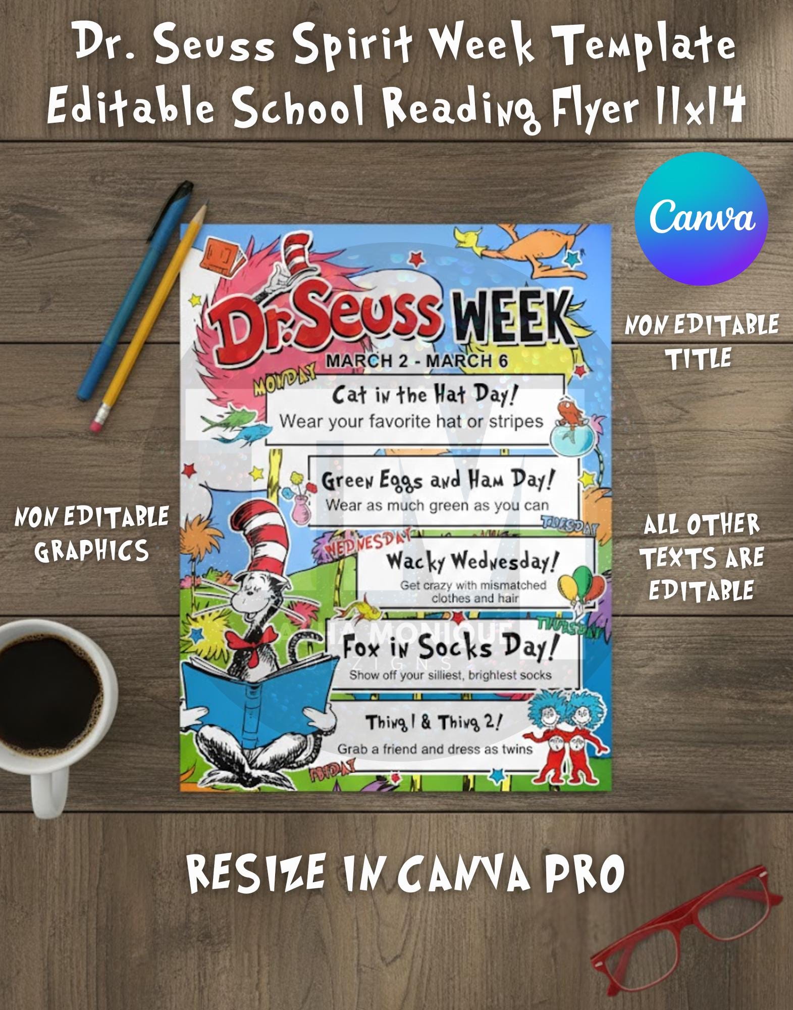 Editable Dr. Seuss Template | School Reading Flyer | Printable ...