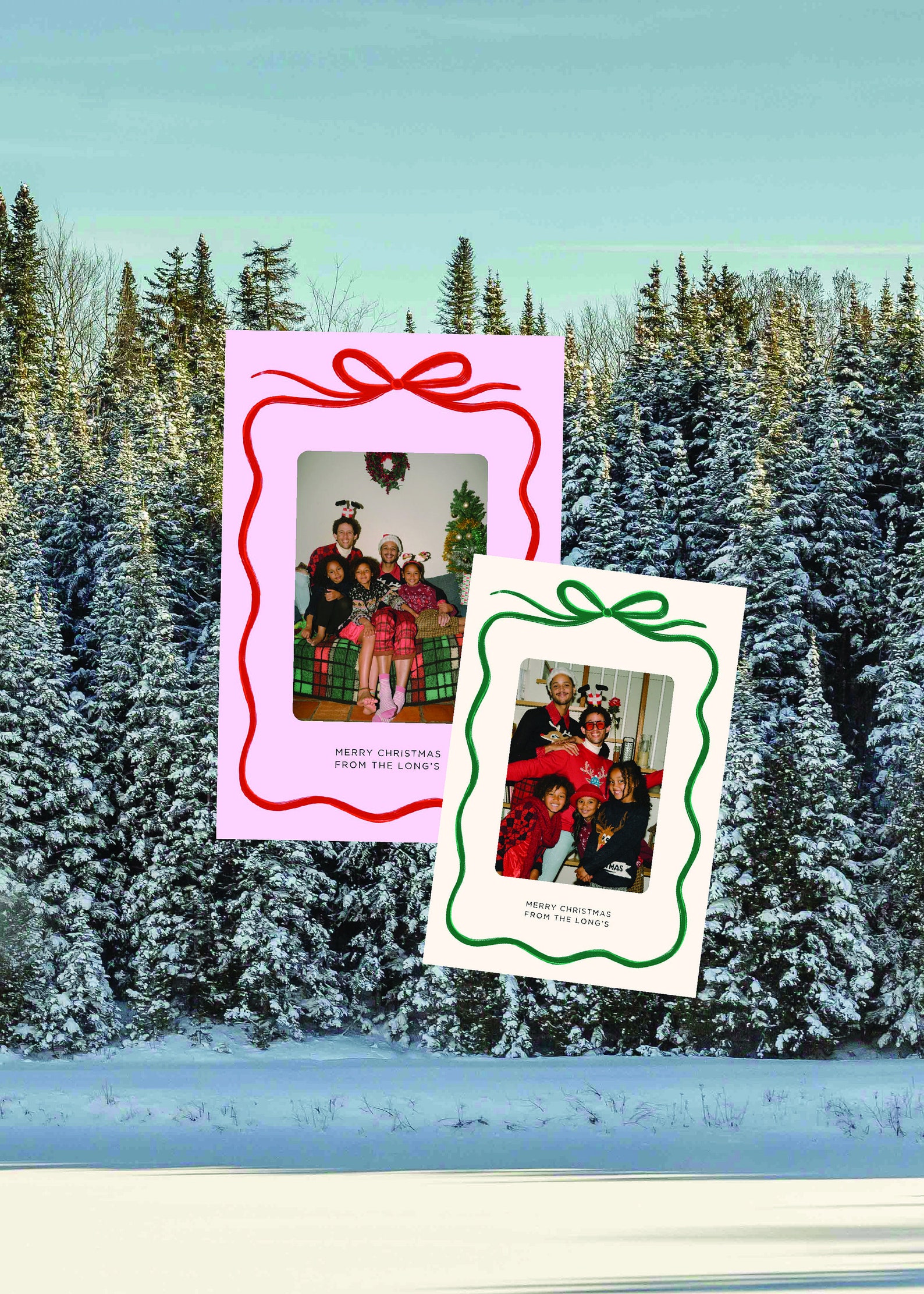 Christmas Card With Bow Bow Stationary Digital Download Christmas Card ...