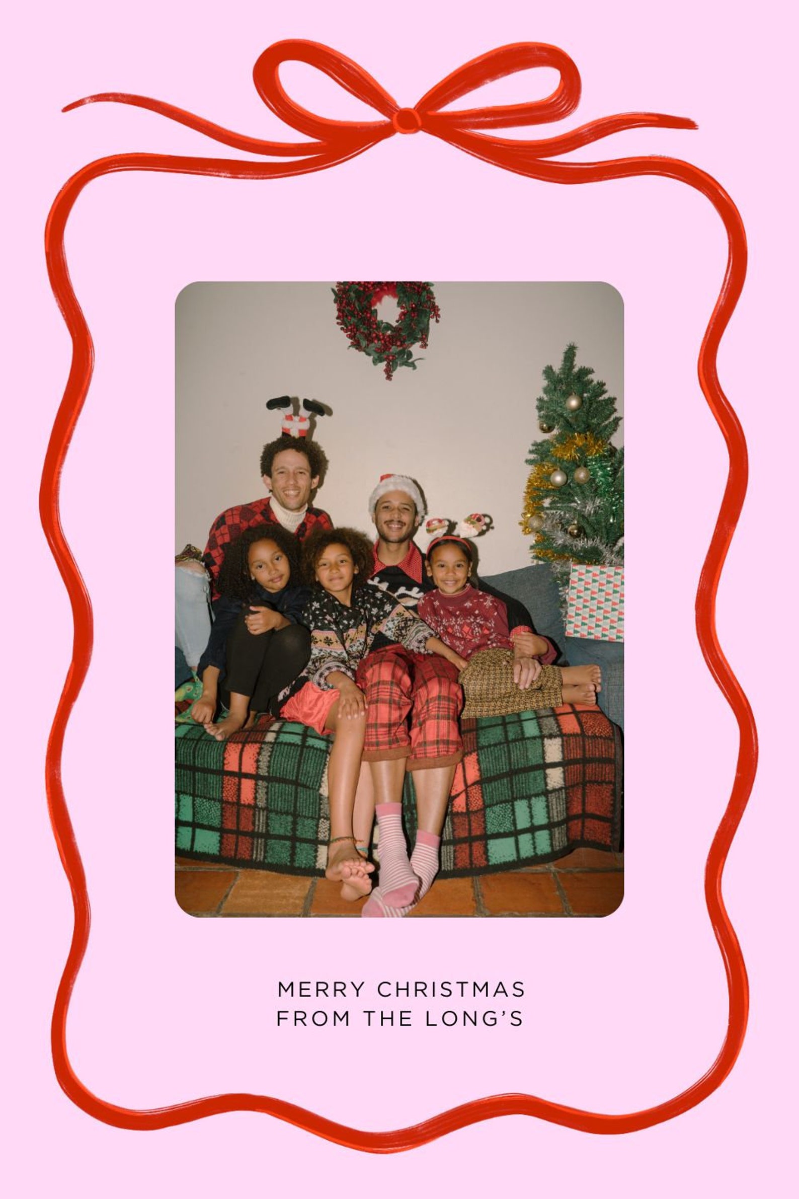 Christmas Card With Bow Bow Stationary Digital Download Christmas Card ...