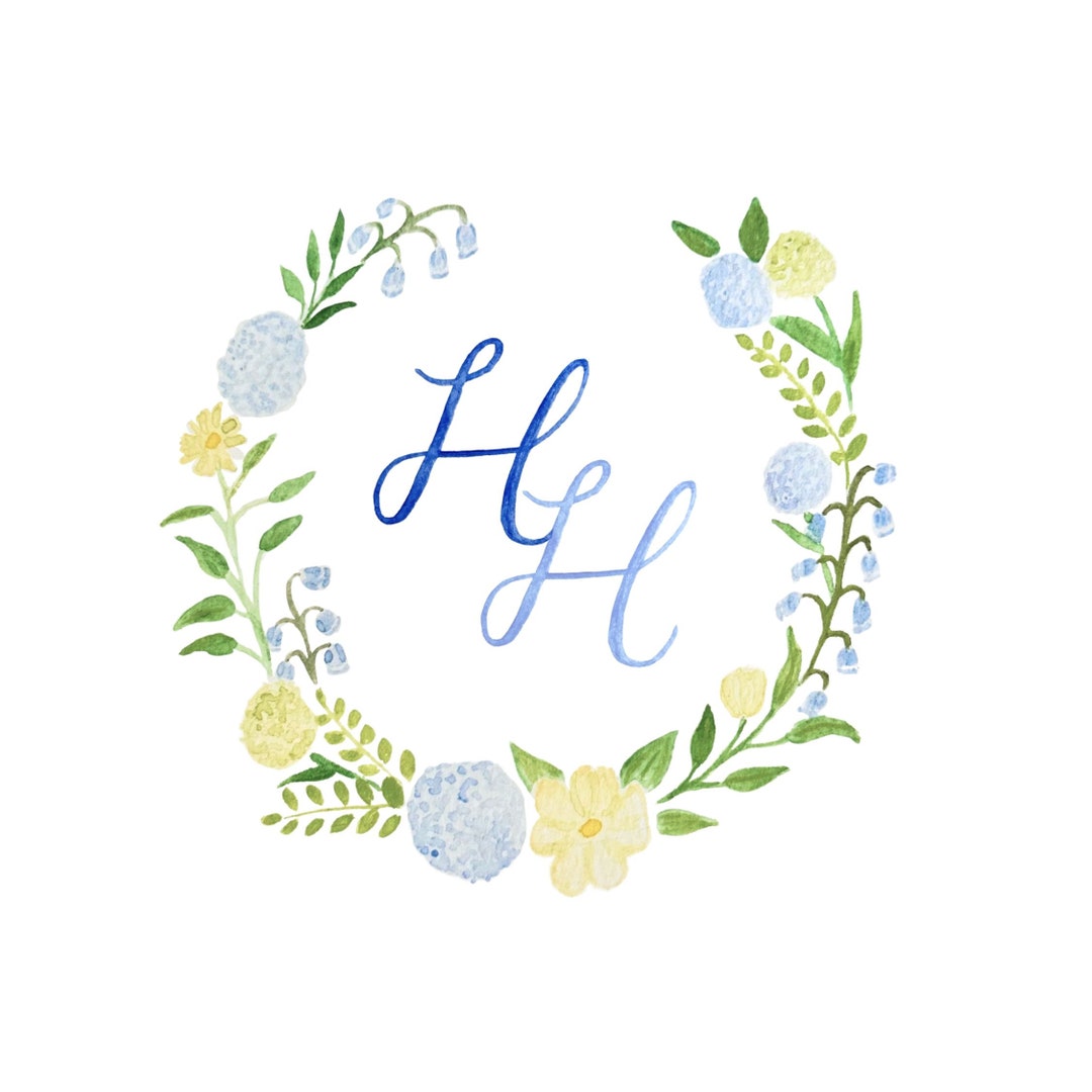 Custom Watercolor Wedding Monogram | Personalized Monogram | Custom ...