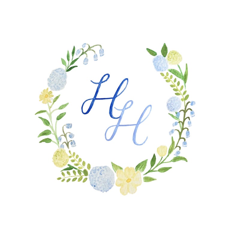 Custom Watercolor Wedding Monogram | Personalized Monogram | Custom ...