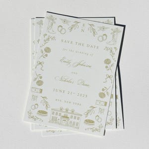 Custom Save the Date Cards | Hand Drawn Illustration, Line Art Save the ...