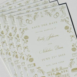 Custom Save the Date Cards | Hand Drawn Illustration, Line Art Save the ...