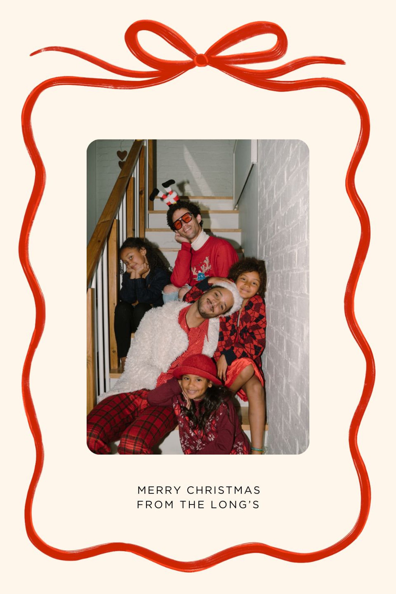 Christmas Card With Bow Bow Stationary Digital Download Christmas Card ...