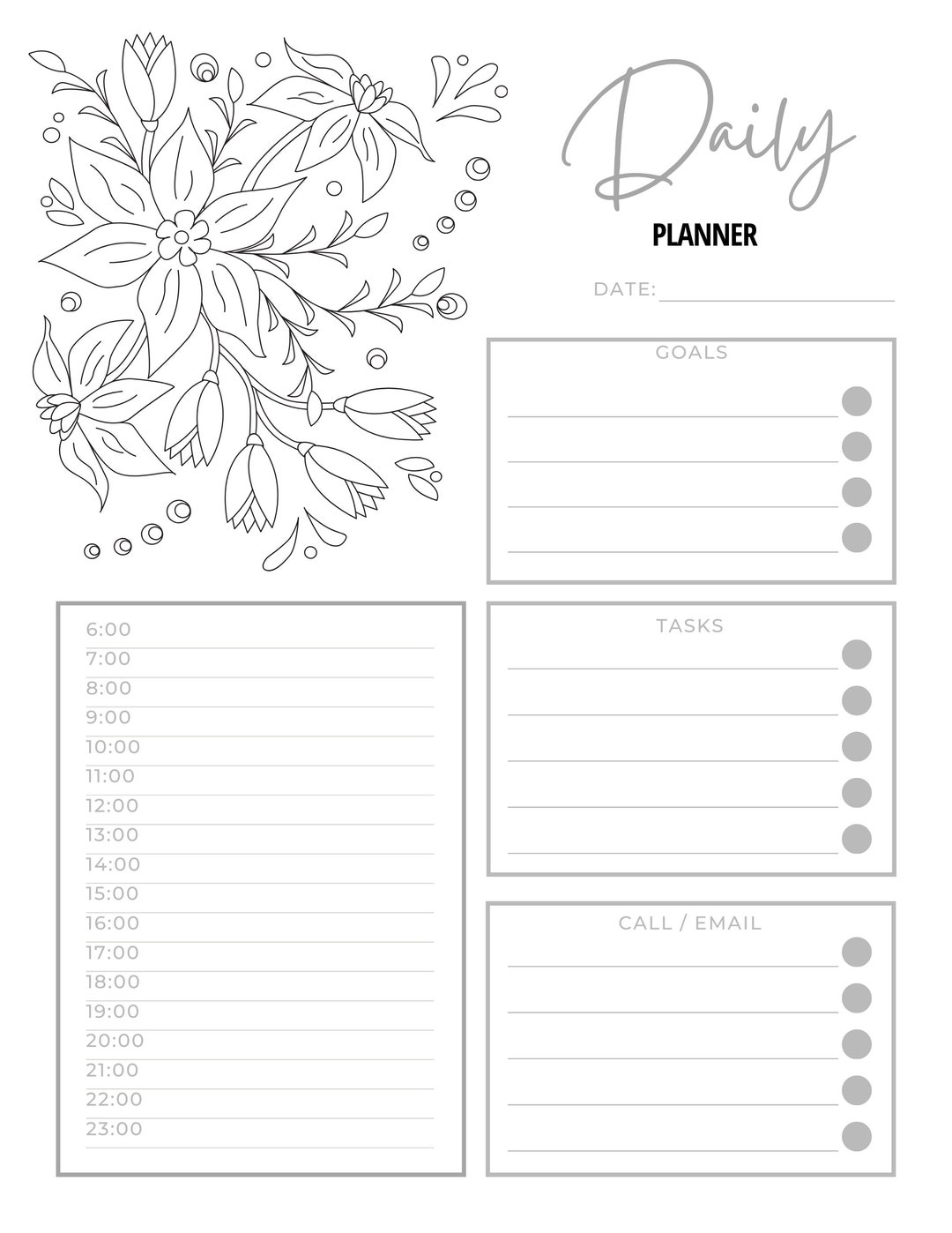 Daily Planner I Coloring Planner I Downloadable I Digital - Etsy