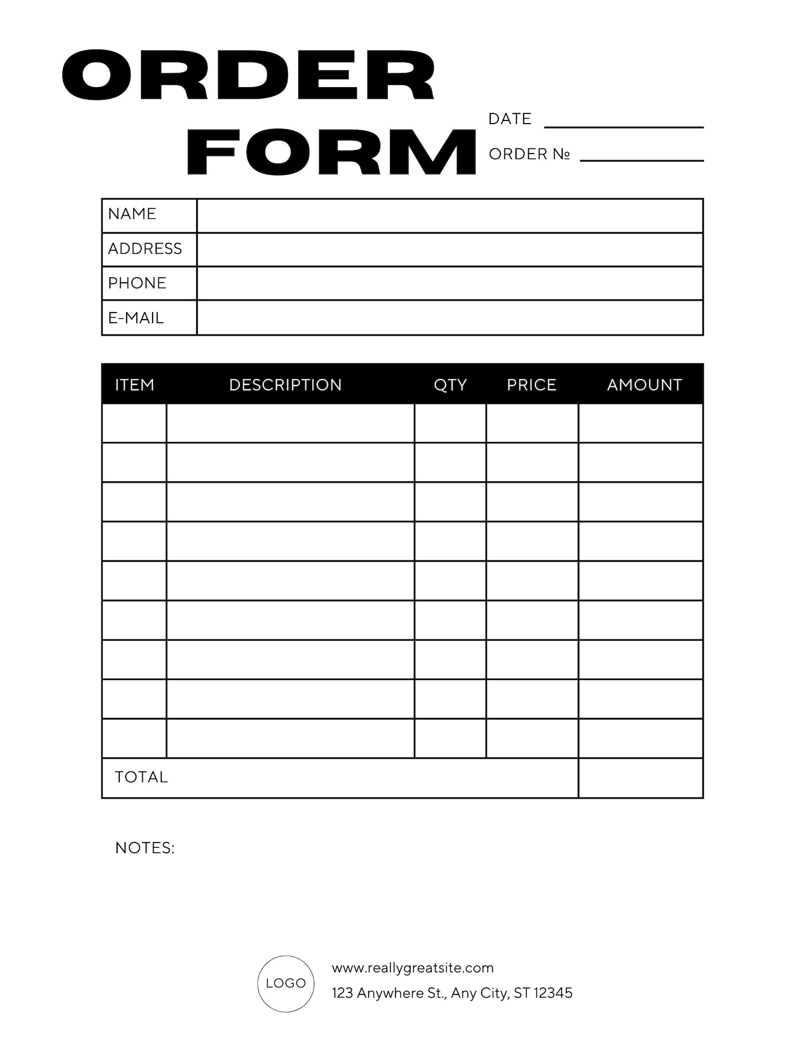 Order Form I Digital I Printable I Template I - Etsy