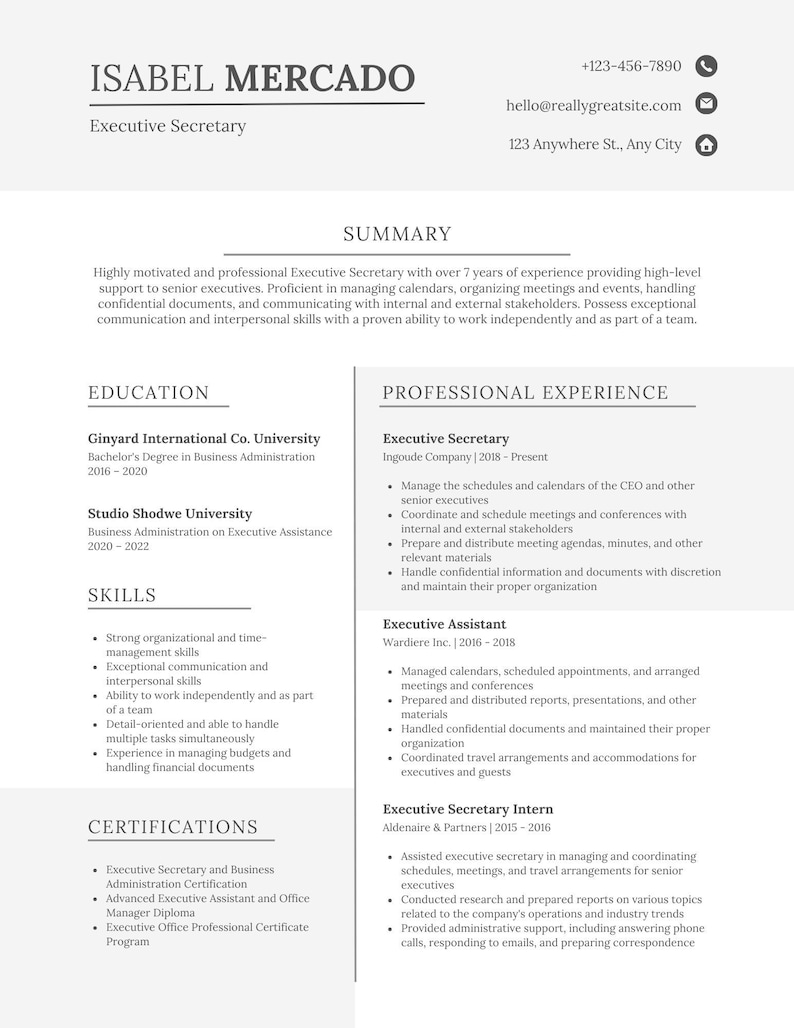 Editable Organized Resume Template - Etsy