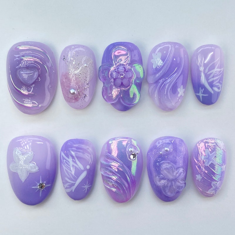 Lilac Nails - Etsy