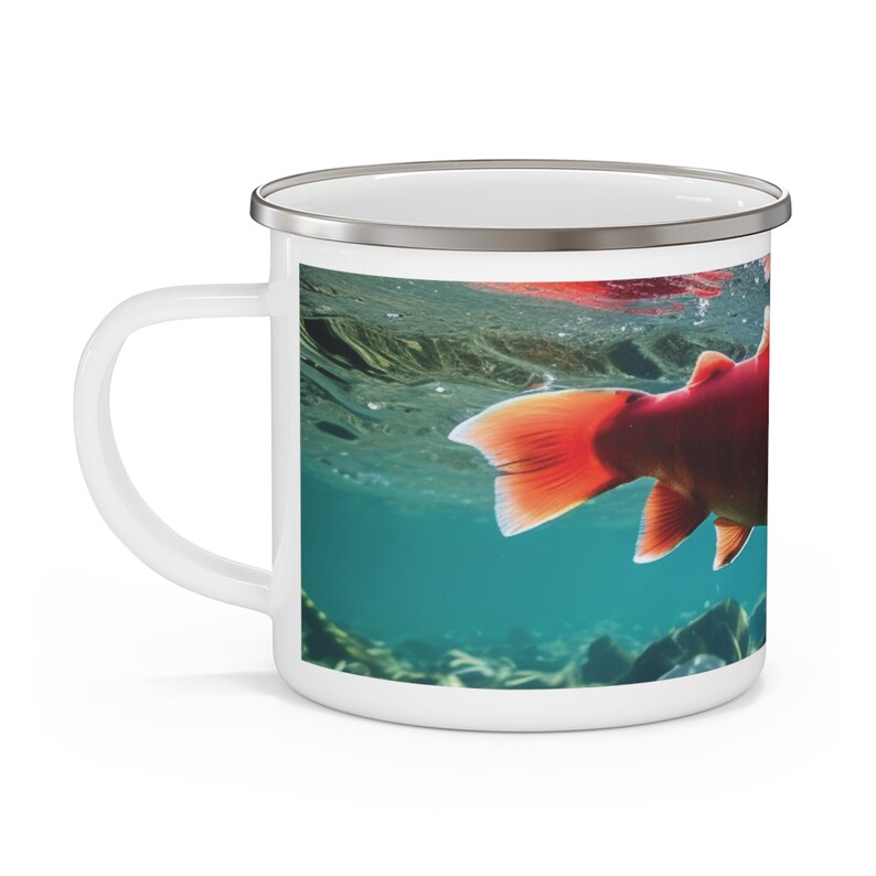 Enamel Camping Mug, Camping Mug With Salmon, Good for Hot Chocolate by ...