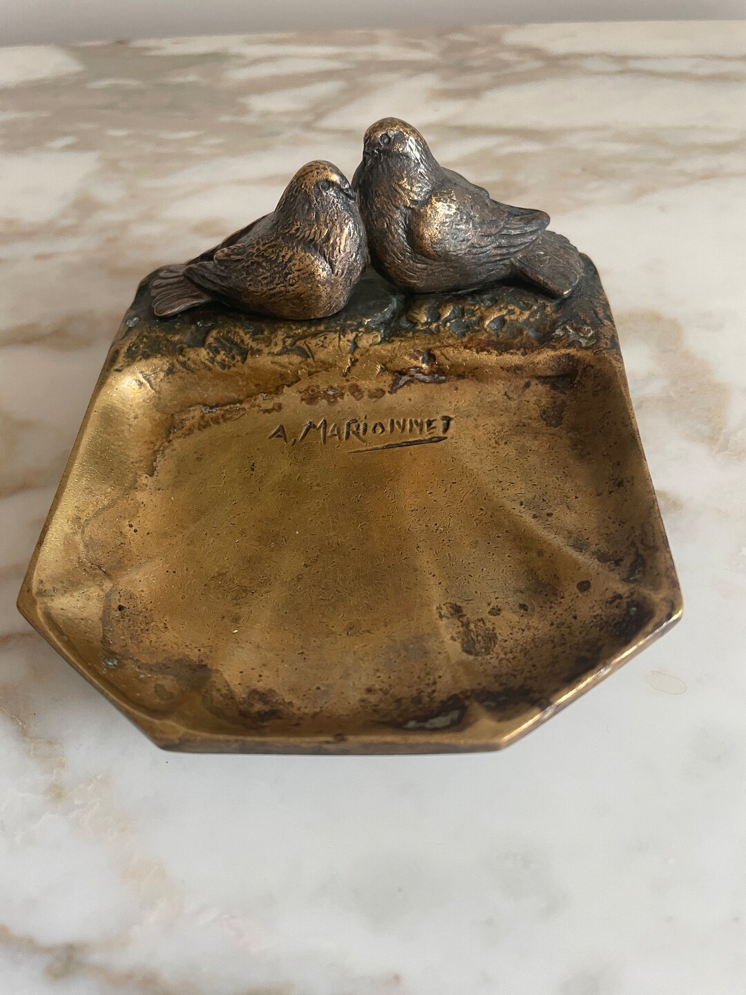ALBERT MARIONNET Bronze Pocket Tray Couple of Birds - Etsy