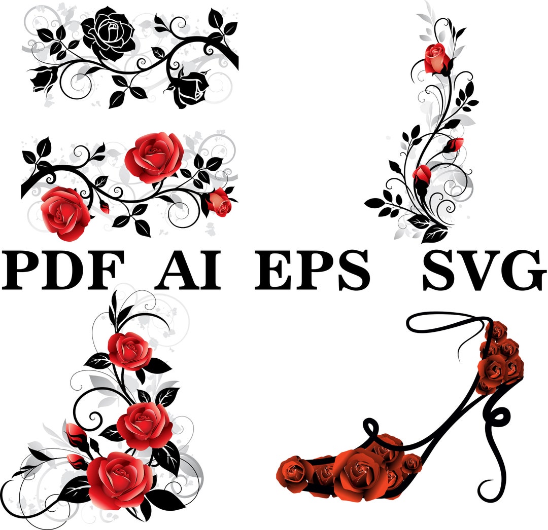 Red Rose Vectors. - Etsy
