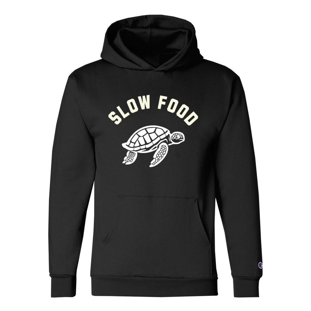 Slow Food Champion Hoodie, Funny Animal Turtle, Ironic Design Sweater ...
