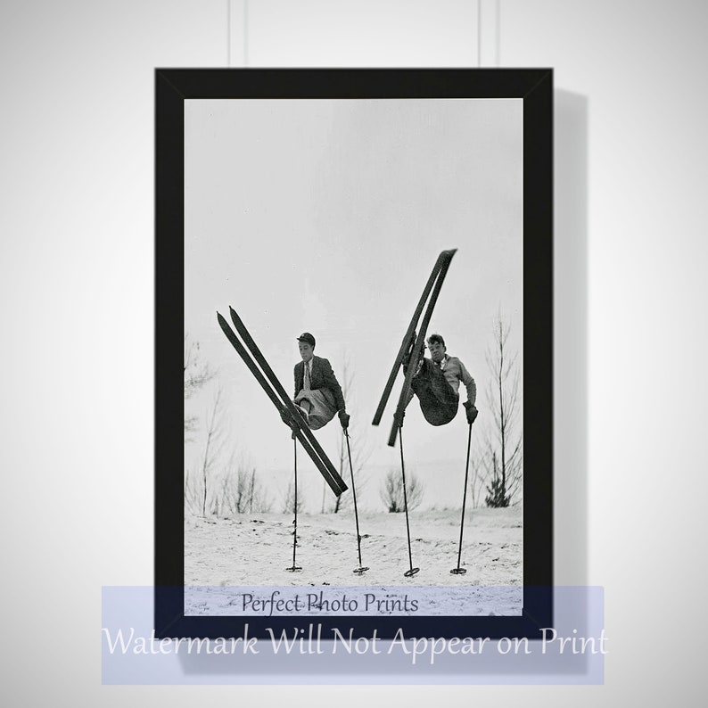 1930s Acrobatic Skiers Vintage Photo Print - Retro Skiing Art - Antique ...