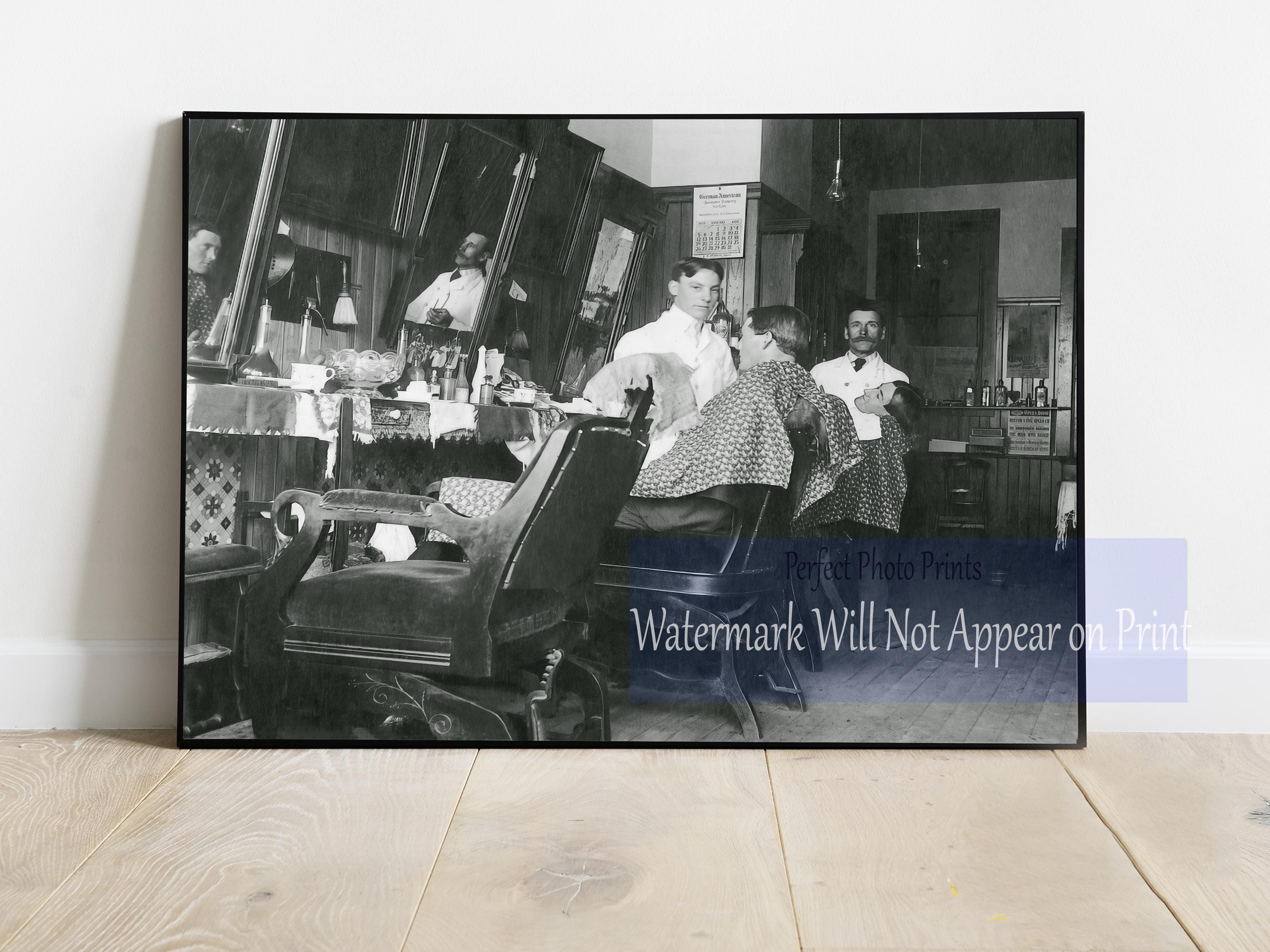Antique Barber Shop Photo Print- Early 1900s Vintage Photograph, Black ...