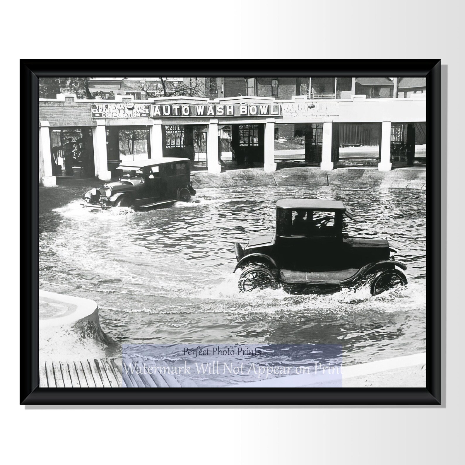 Antique Auto Wash Bowl Photo Print - Early 1900s Vintage Car Wash Scene ...