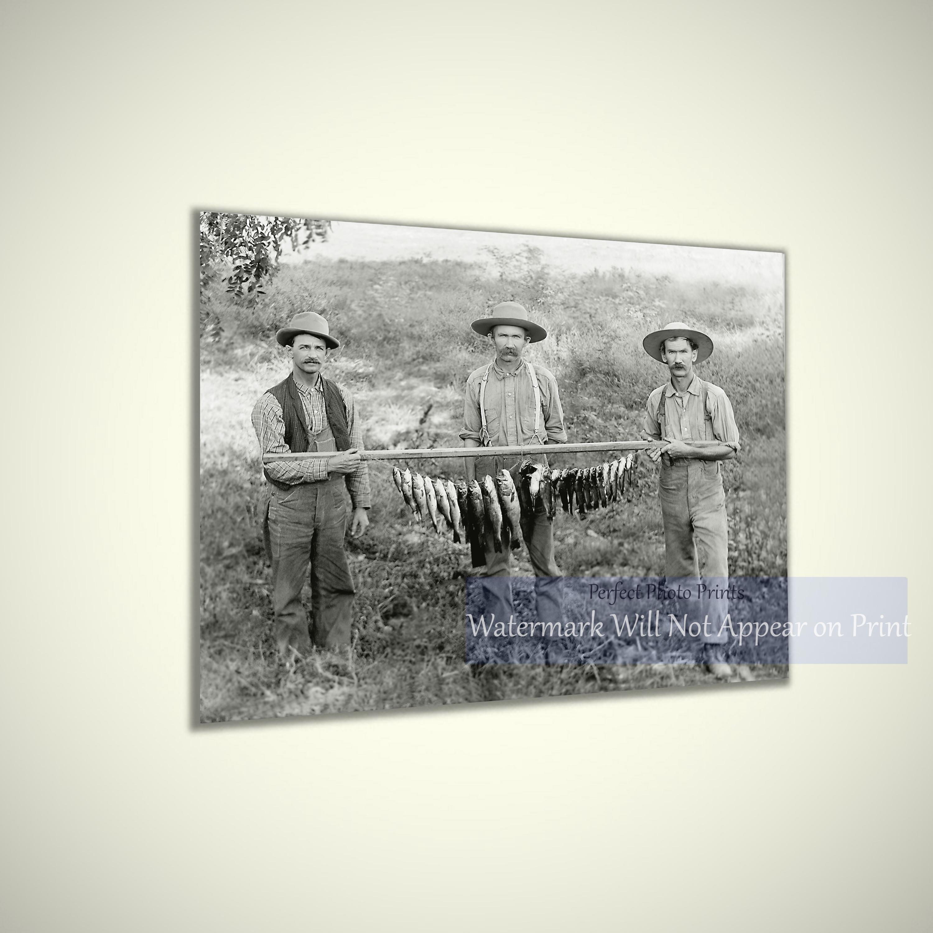Antique Photo Print of Three Men With Stringer of Bass - Early 1900s ...