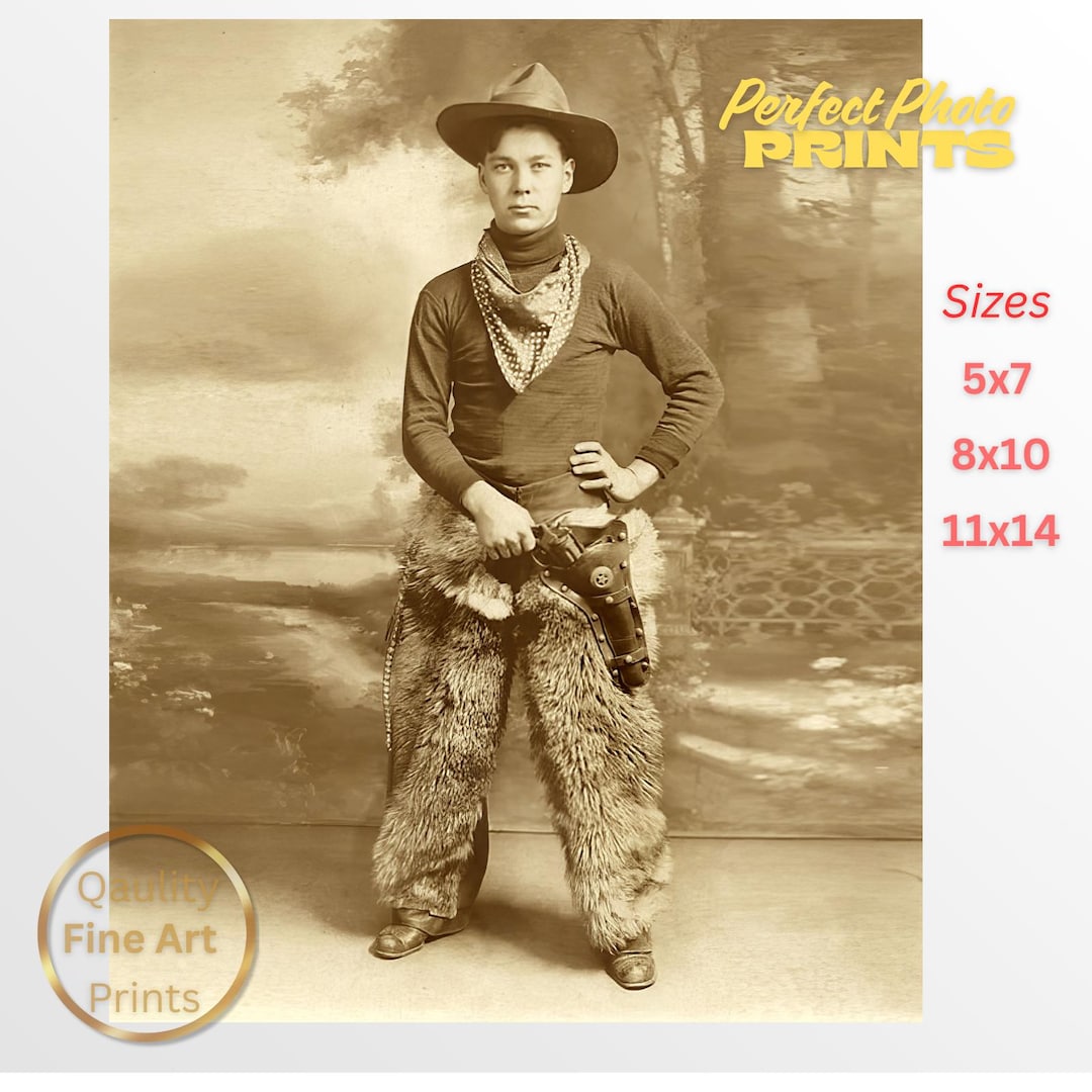Early 1900s Cowboy Photo Print • Vintage Western Studio Portrait ...
