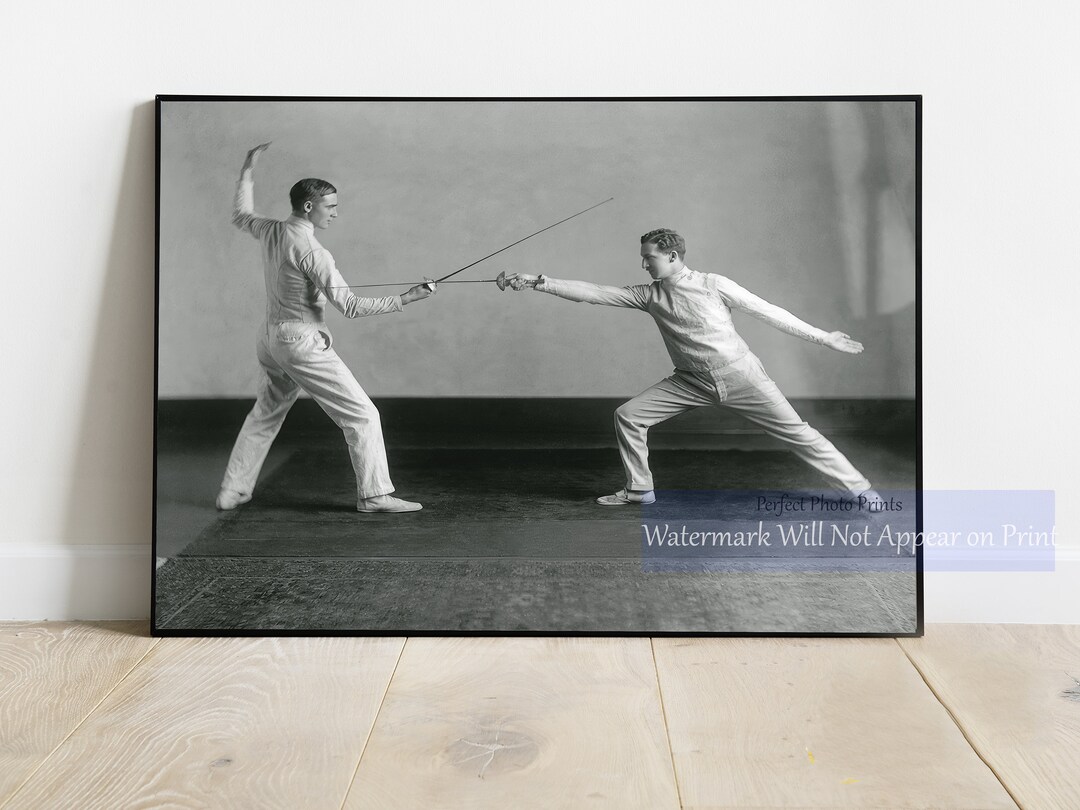 Early 1900s Era, Two Men Fencing Duel Photo Print - Wall Art Decor ...