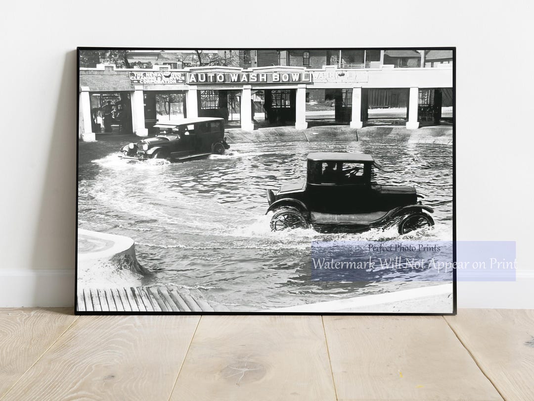 Antique Auto Wash Bowl Photo Print - Early 1900s Vintage Car Wash Scene ...