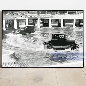 Antique Auto Wash Bowl Photo Print - Early 1900s Vintage Car Wash Scene ...