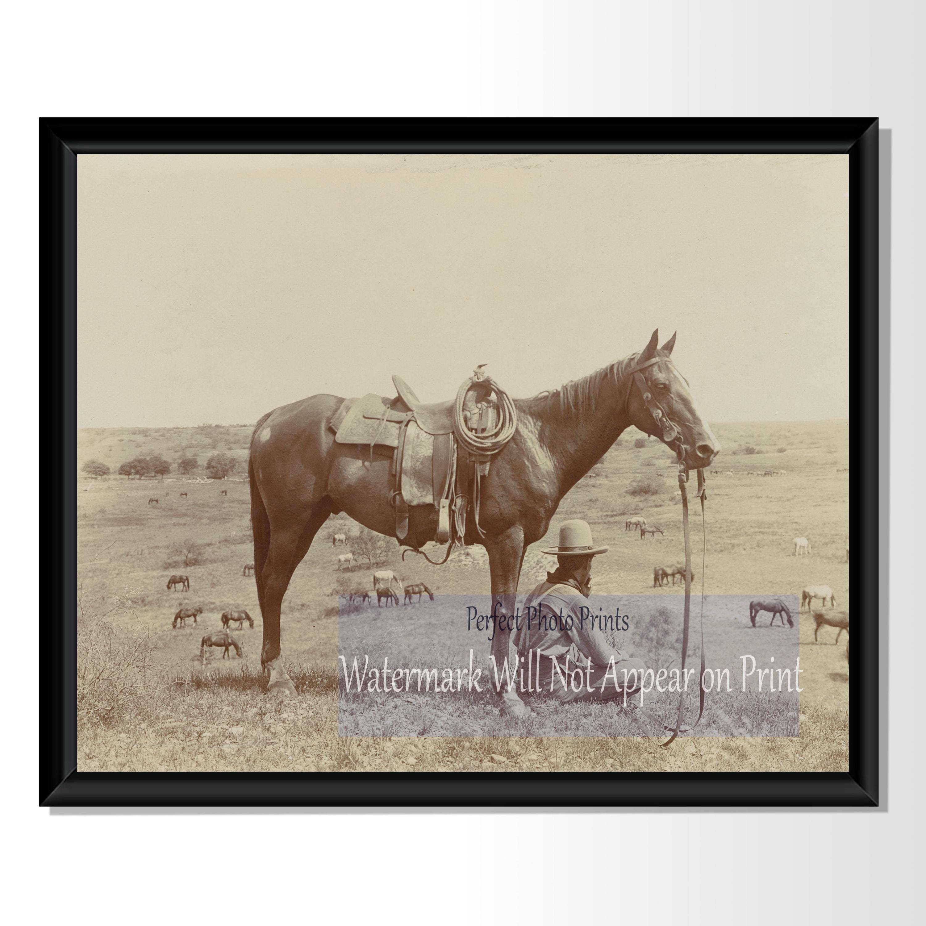 Texas Cowboy Photo Print Circa 1910 | Vintage Western Ranch Scene ...