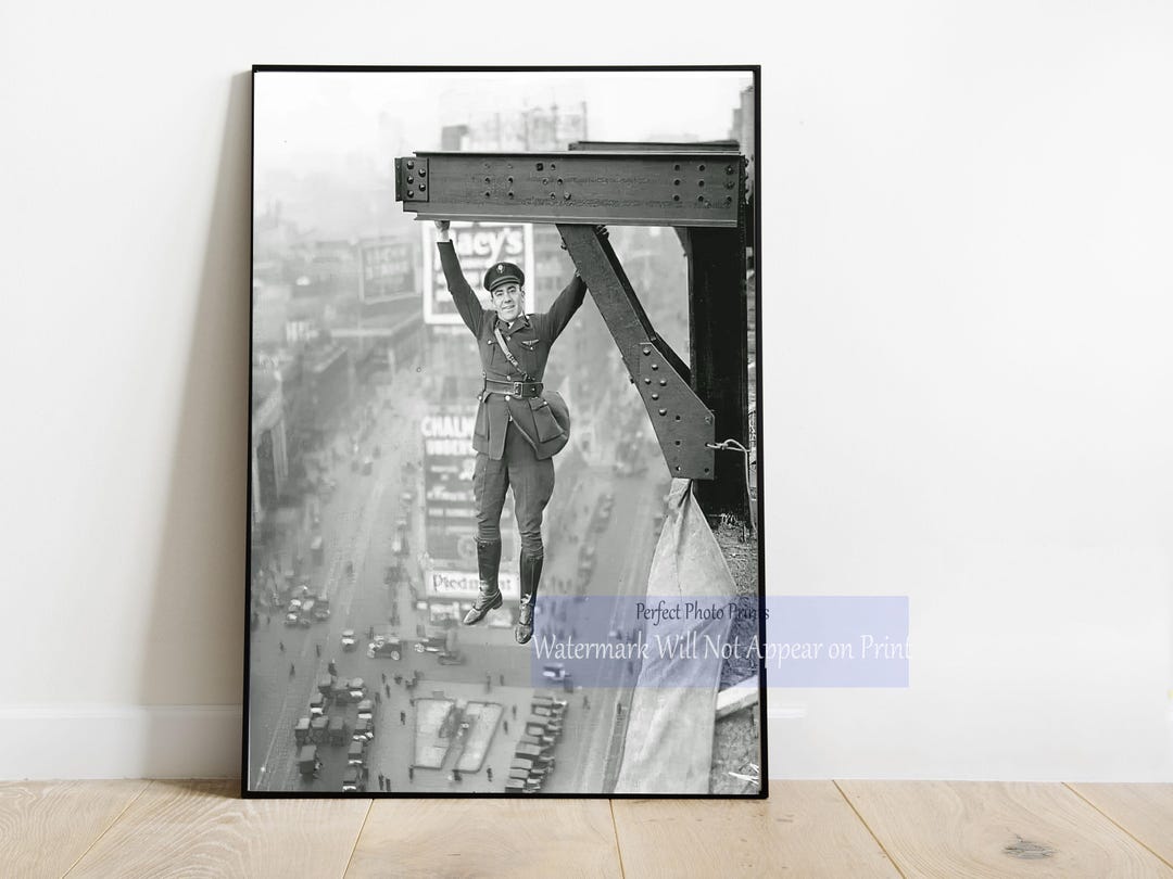 Vintage-style Odd NYC Police Officer Hanging From Skyscraper Girder ...