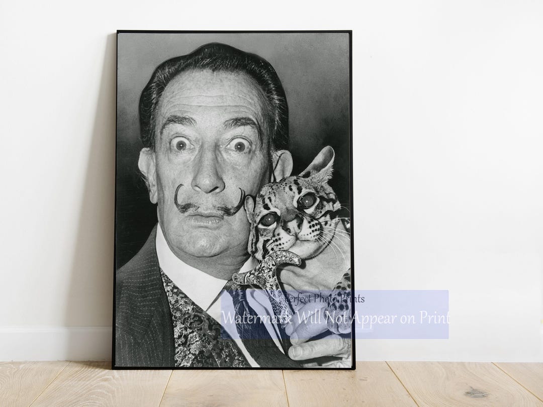 Salvador Dali With Wild Cat Vintage Photo Print | Surrealist Artist ...