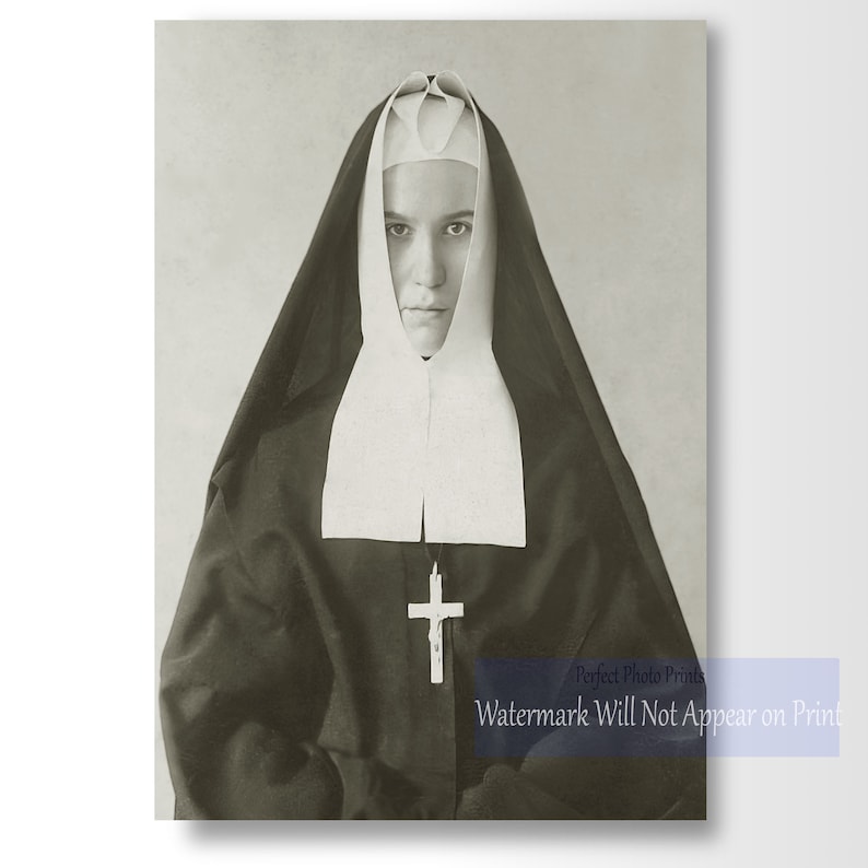 Gothic Nun With Crucifix Photo Print - Vintage Early 1900s ...