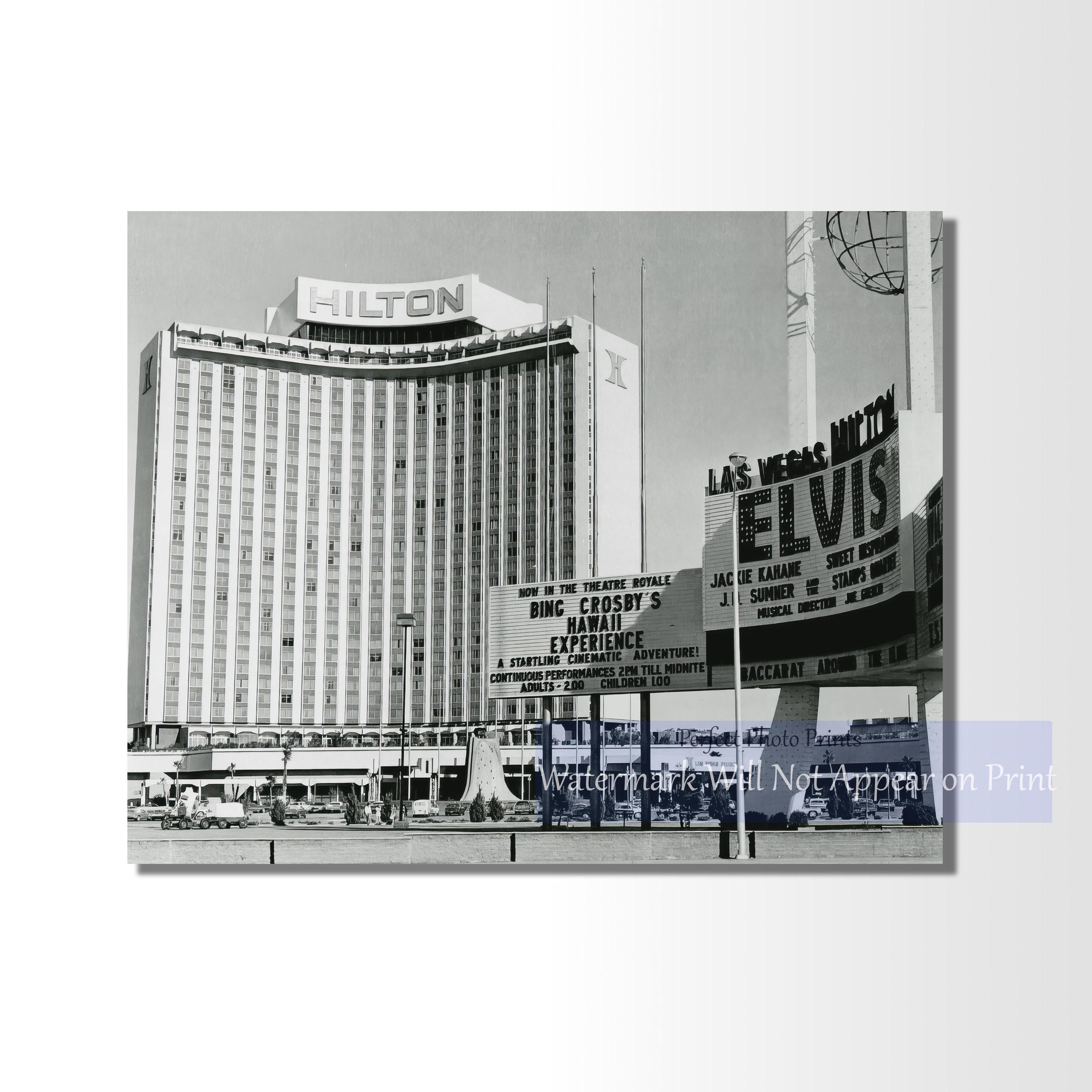 Vintage Hilton Hotel Las Vegas Photo Print - 1950s Marquee With Elvis ...