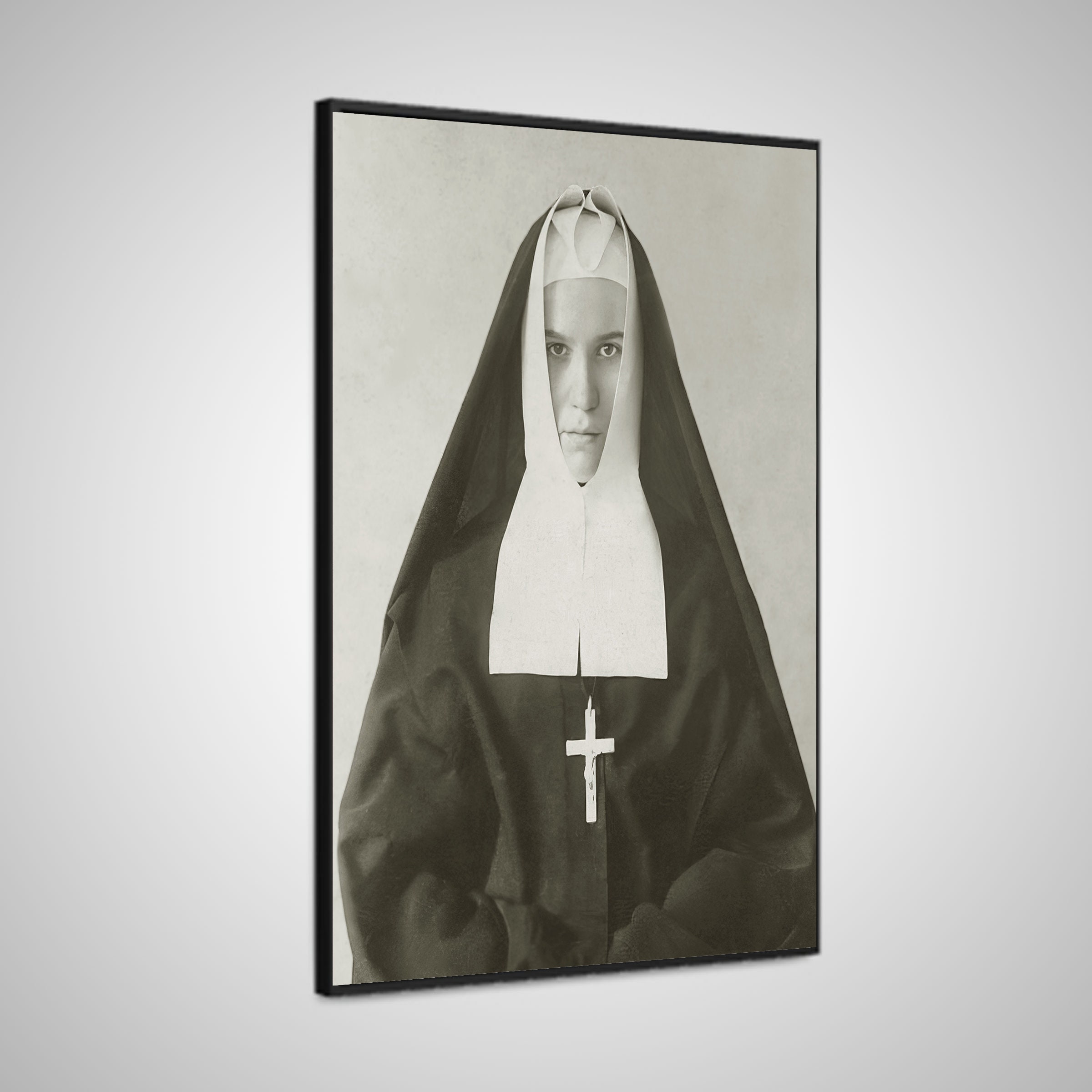 Gothic Nun With Crucifix Photo Print - Vintage Early 1900s ...